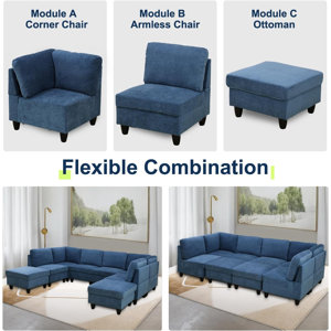 Latitude Run® 104.5" Wide Reversible Modular Seating Component with Ottoman | Wayfair